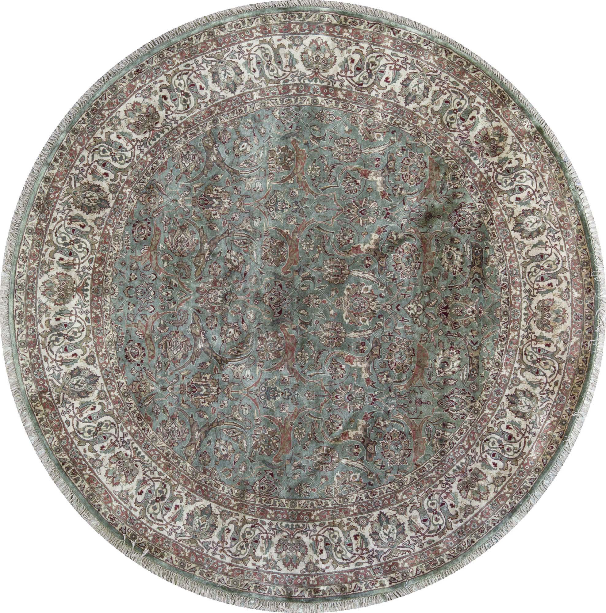Bokara Rug Co., Inc. Hand-Knotted High-Quality Green and Gold Round ...