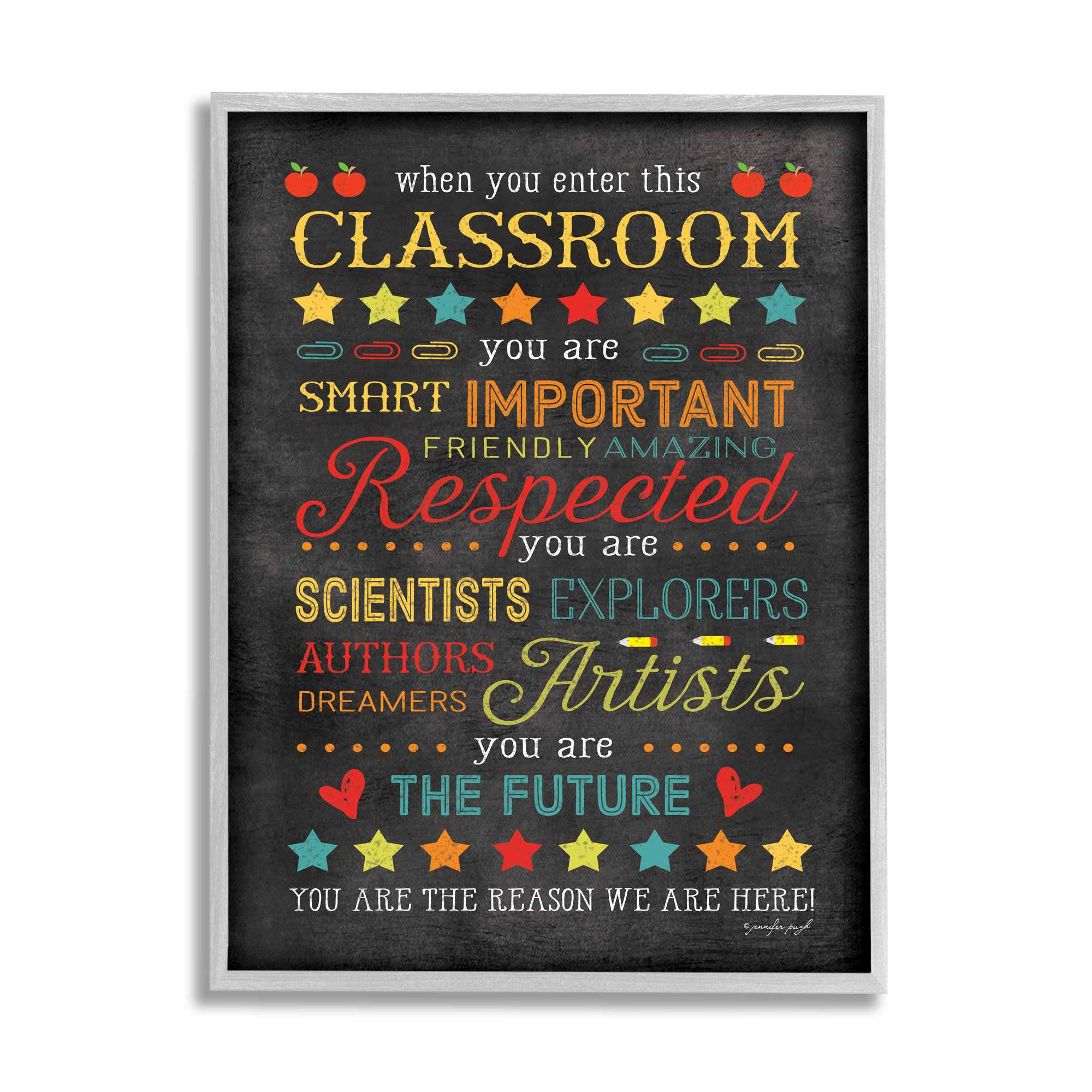 Stupell Industries The Reason We Are Here Classroom Sign Framed On Wood ...