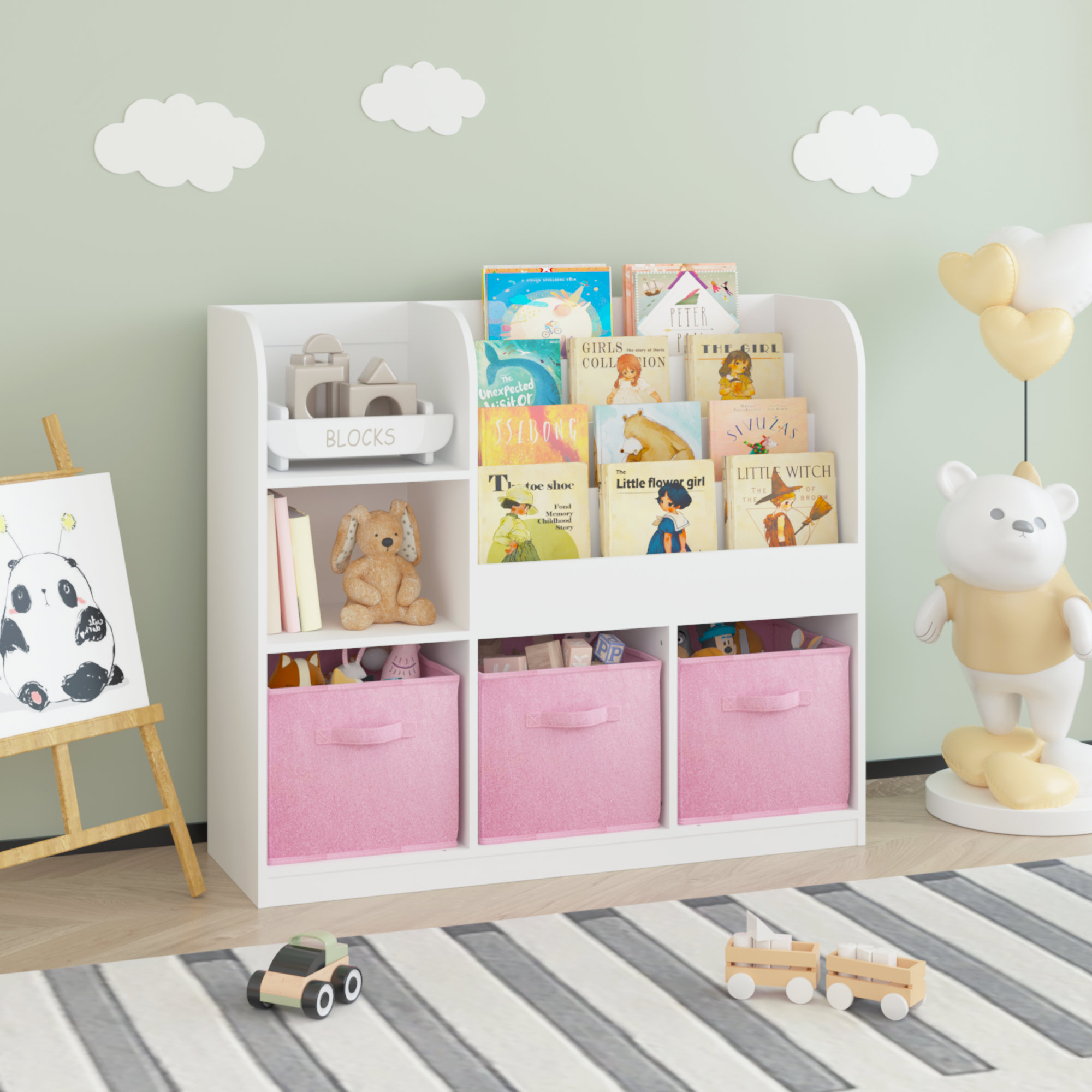 Ebern Designs Kids Bookcase and Bookshelf, Multifunctional Organizer ...