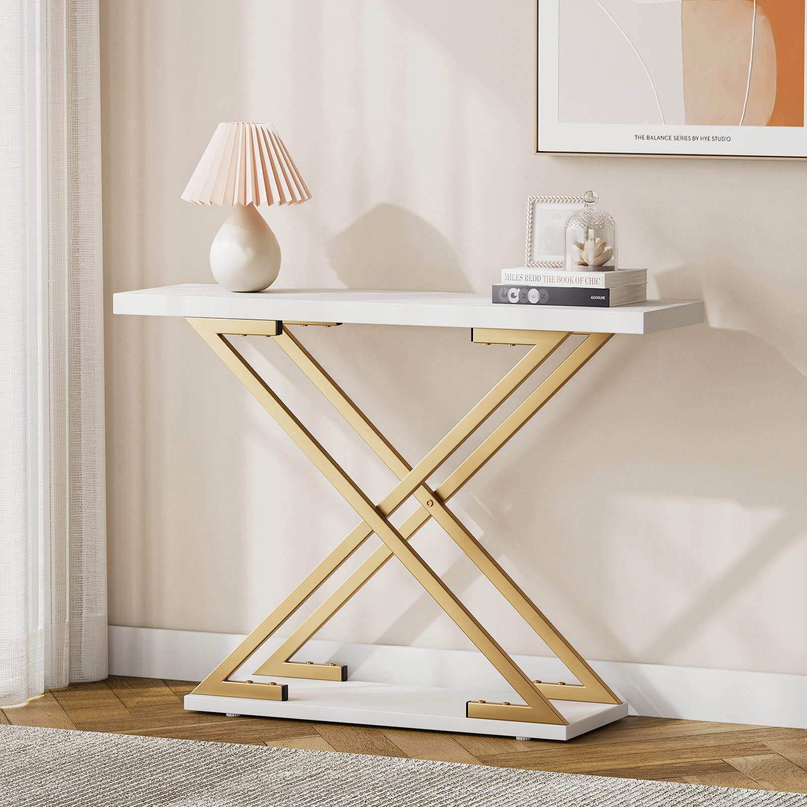 Mercer41 Gold Console Table,43-inch Sofa Table, Modern Entryway Table ...