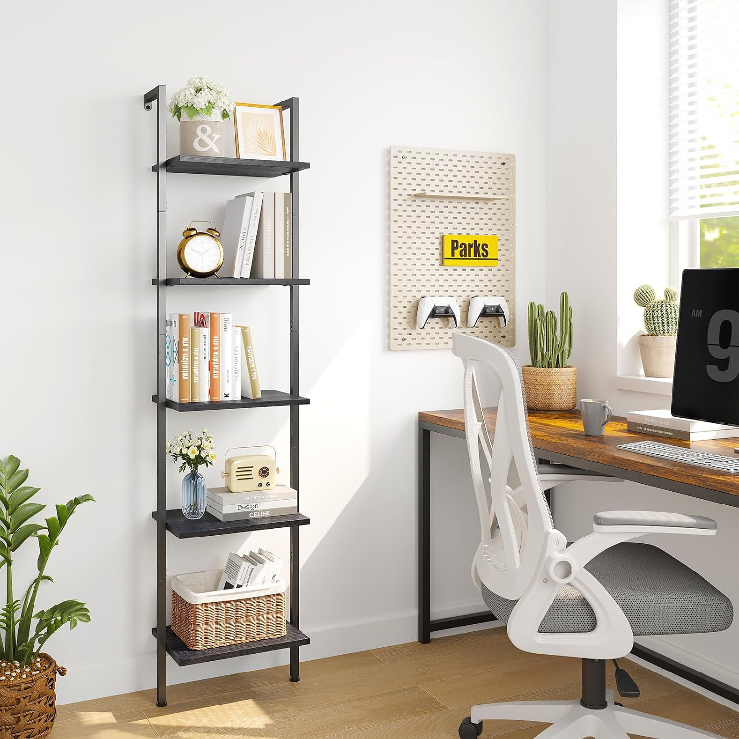 17 Stories 5-Shelf Wall-Mounted Bookcase With Metal Frame, Open Design ...