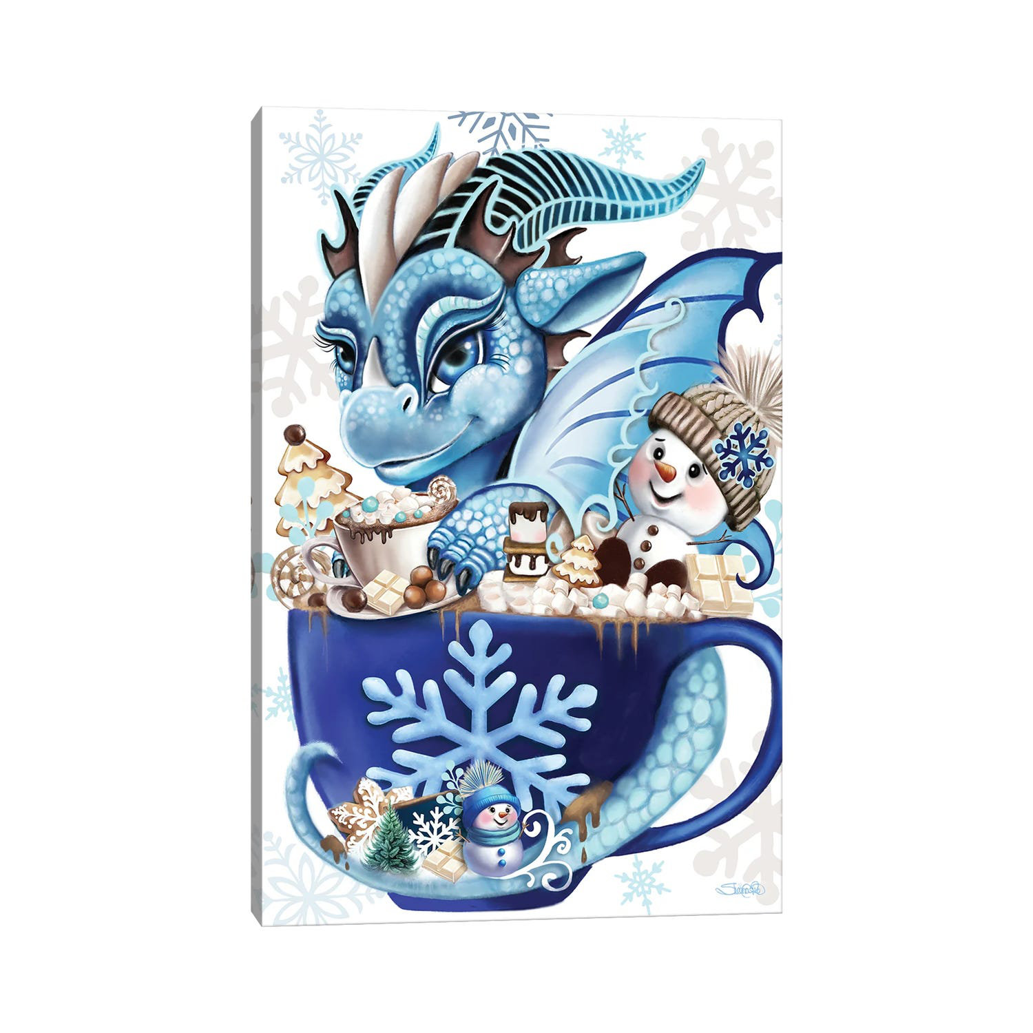 The Holiday Aisle® Cozy Cocoa Lil Dragon - Wall Art Print - Wrapped ...