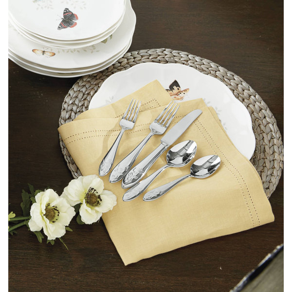Lenox Butterfly Meadow 5 Piece 18/10 Stainless Steel Flatware Set ...