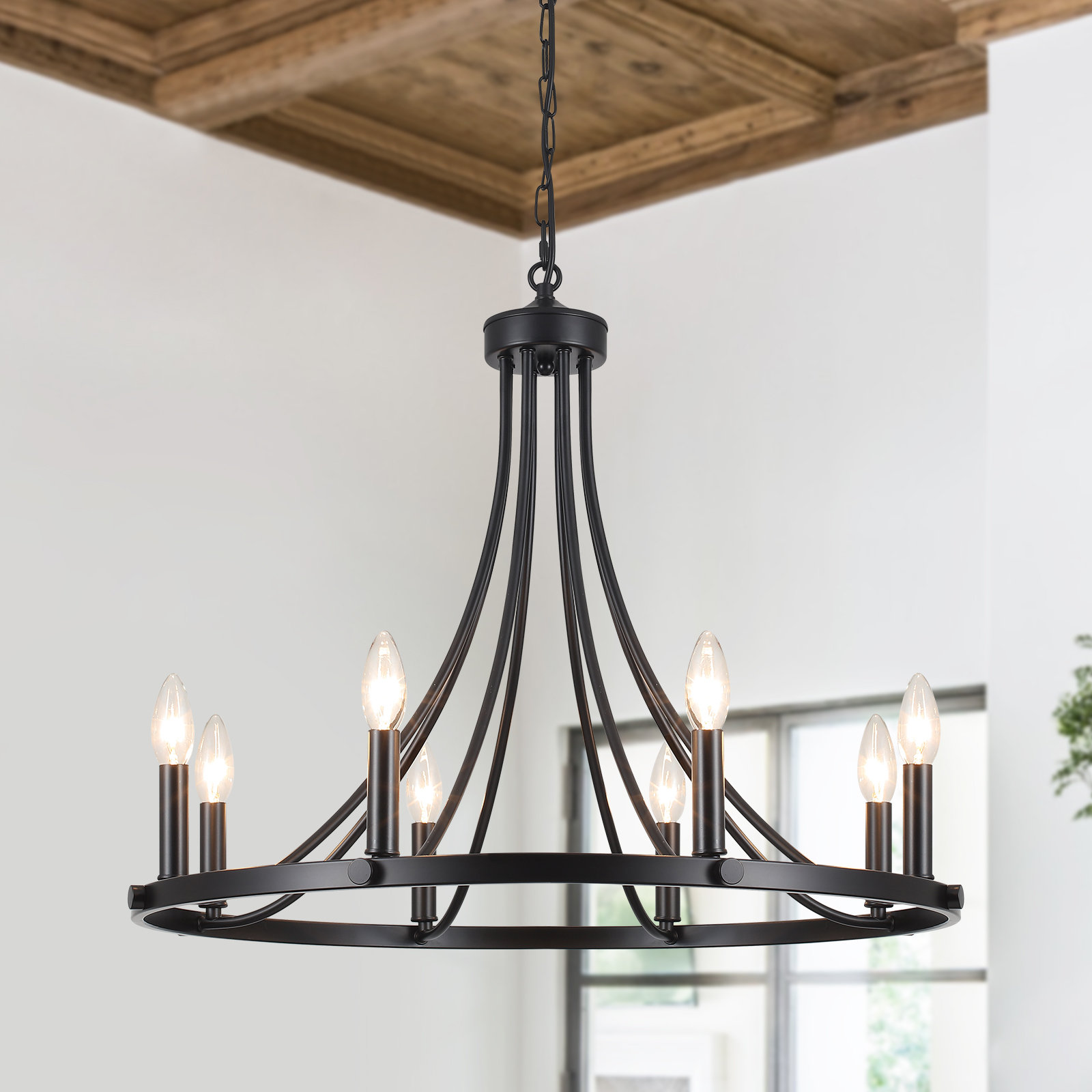 Gracie Oaks Mumme 6/8 Light Farmhouse Wagon Wheel Chandelier Candle ...