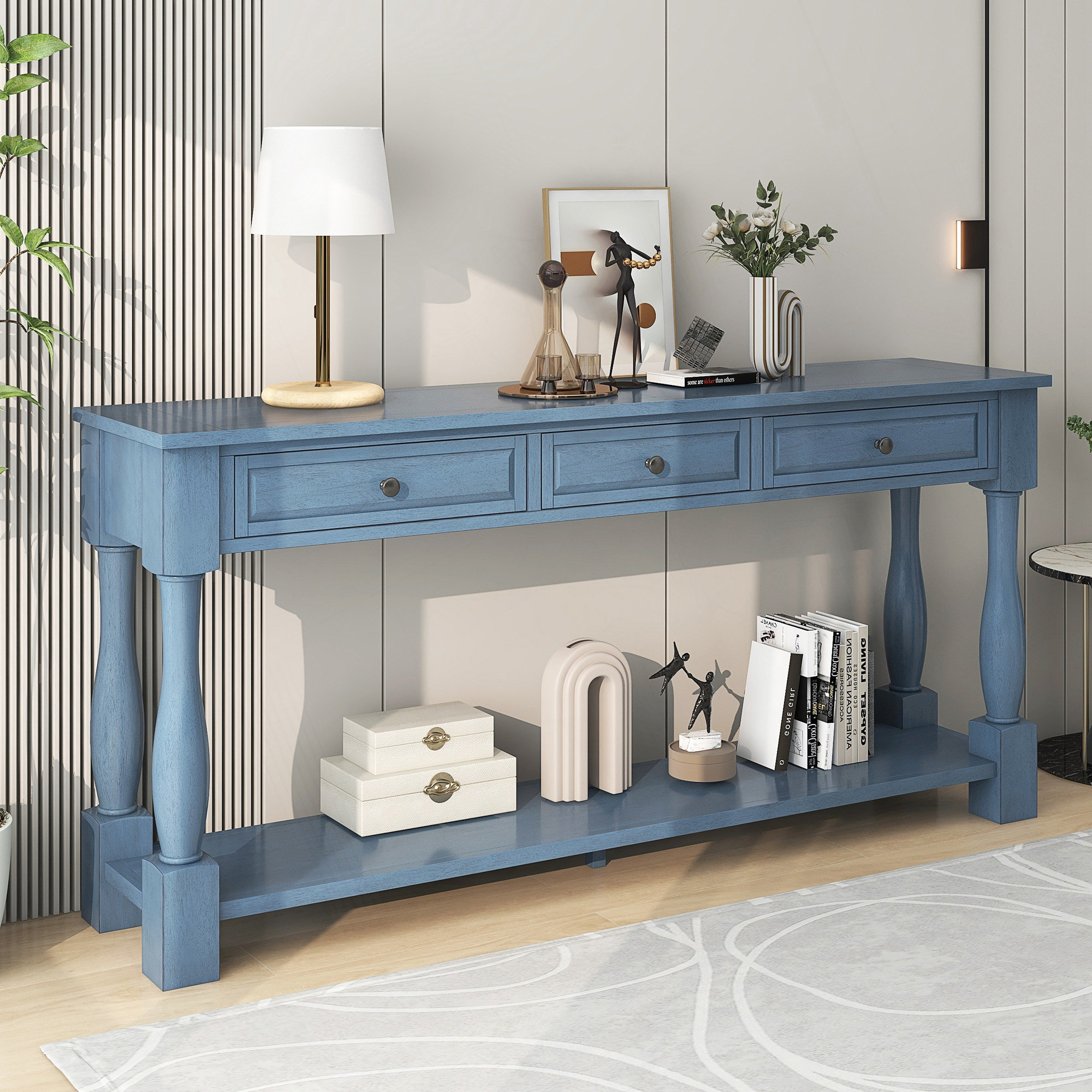 Latitude Run® Console Table 63" Long Console Table With Drawers And ...