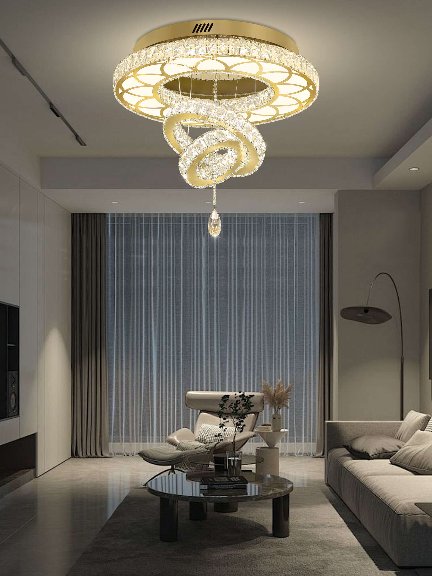 Mercer41 Dia 20inch Modern Crystal Chandelier Crystal Ceiling Light ...