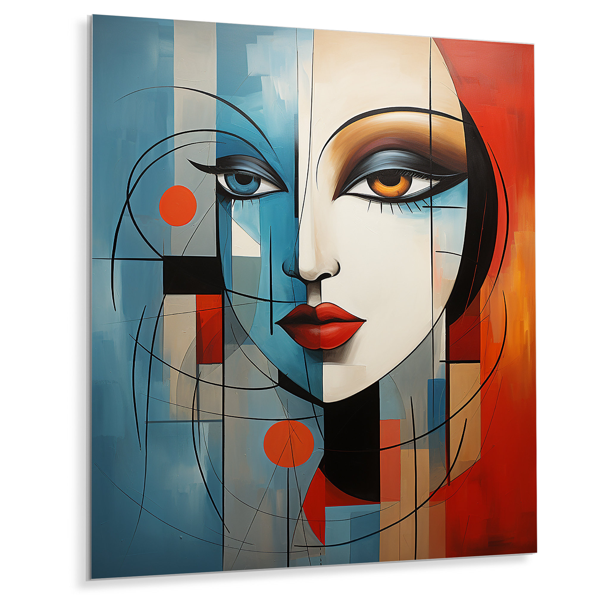 Red Barrel Studio® Cubism Geometric Portrait V - Cubism Metal Wall Art ...