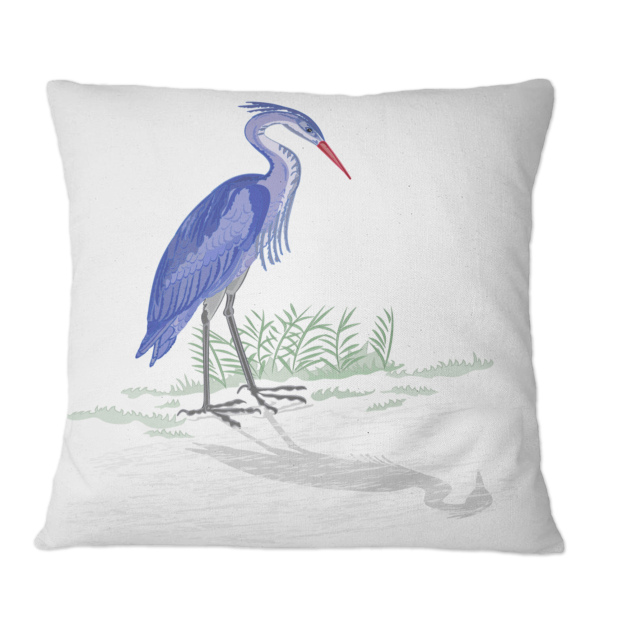 Design Art Heron Bird Looking At Reflection - Farmhouse Printed Throw ...