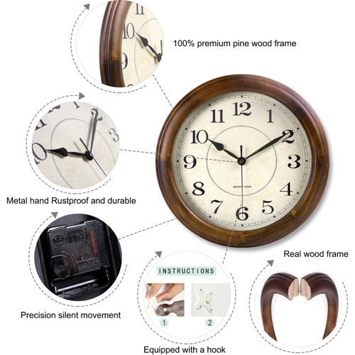 Alcott Hill® Atiah Wood Wall Clock | Wayfair