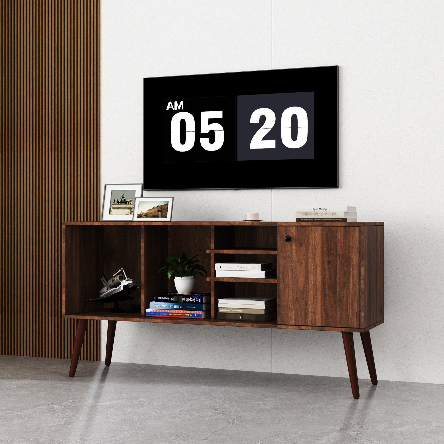Wrought Studio™ Floating Media Stand With & Organized Storage Plan ...