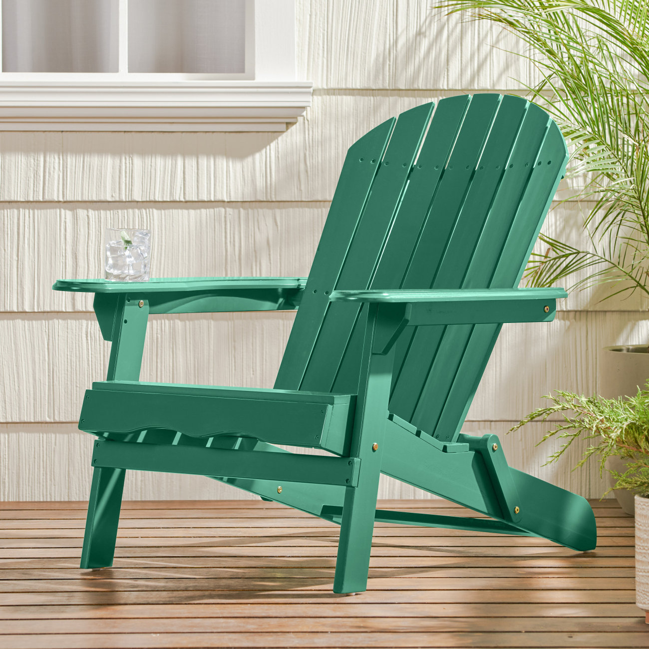 Highland Dunes Outsunny Patio Adirondack Chair, Outdoor All-Weather ...