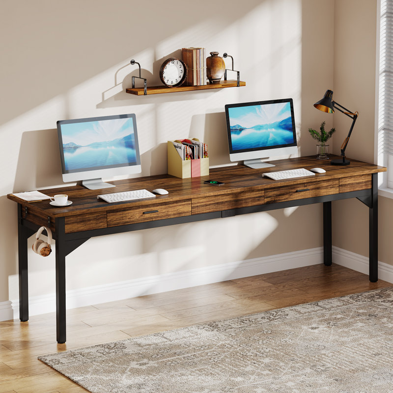 17 Stories Stefnie 78.7" Extra Long Computer Desk, Writing Desk with 2 ...
