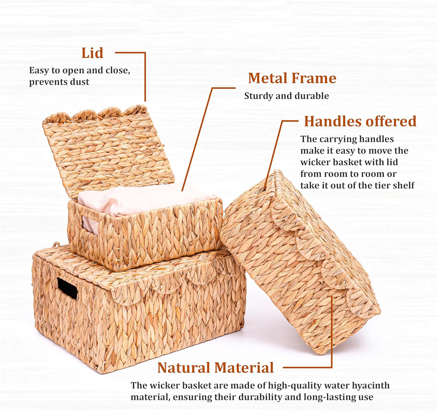 Rosecliff Heights Scalloped Edge Wicker Basket With Lid, Rectangle ...