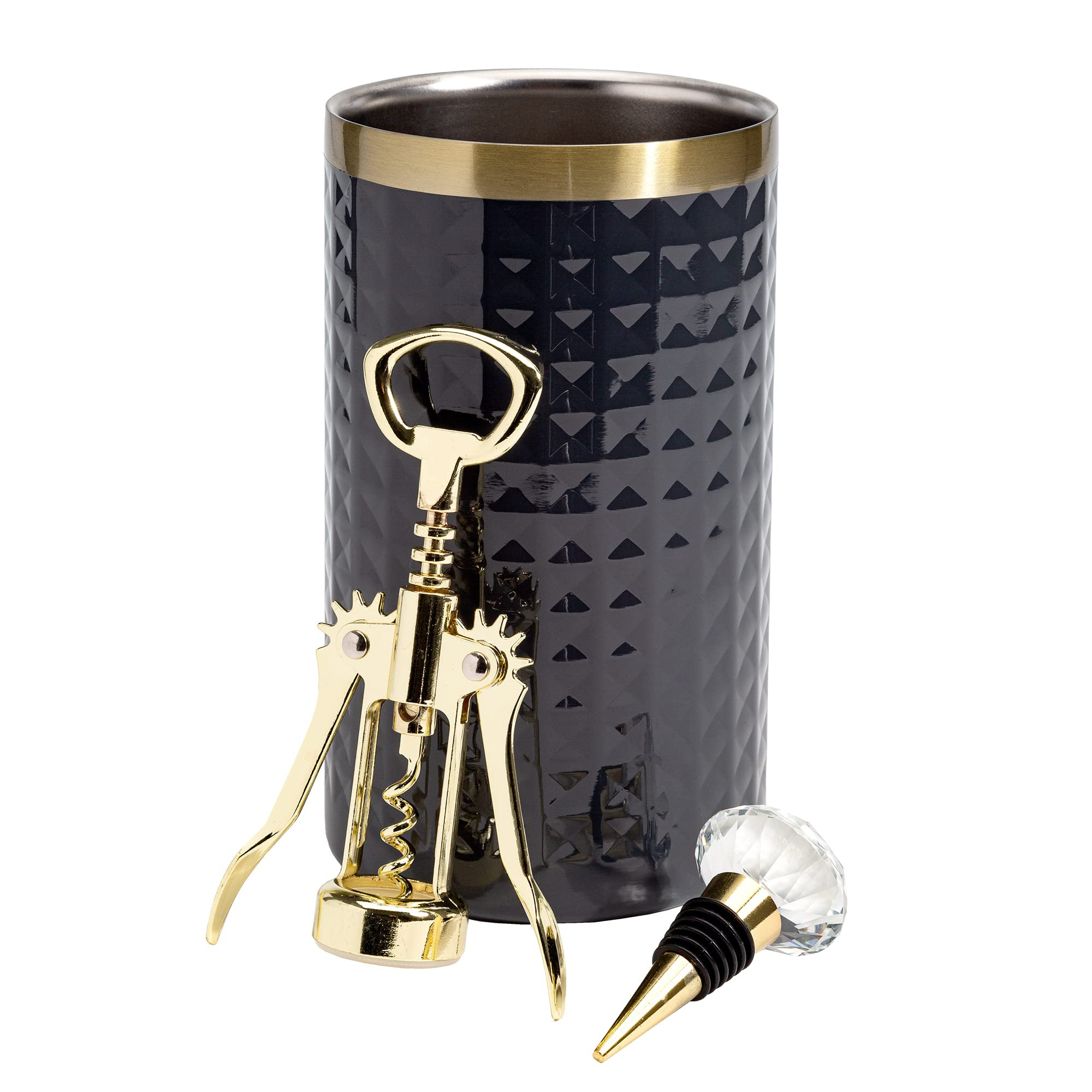 Prep & Savour 3-Piece Wine Bottle Chiller Set with Insulated Double ...