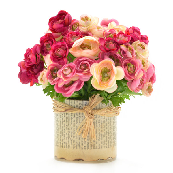 Creative Displays, Inc. Dark And Light Pink Ranunculus In Label Glass ...