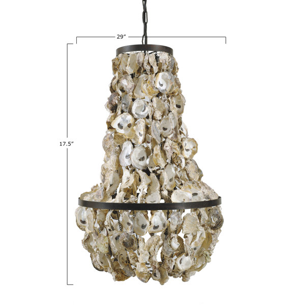 Highland Dunes Paradiso Metal and Draped Oyster Shell Chandelier ...