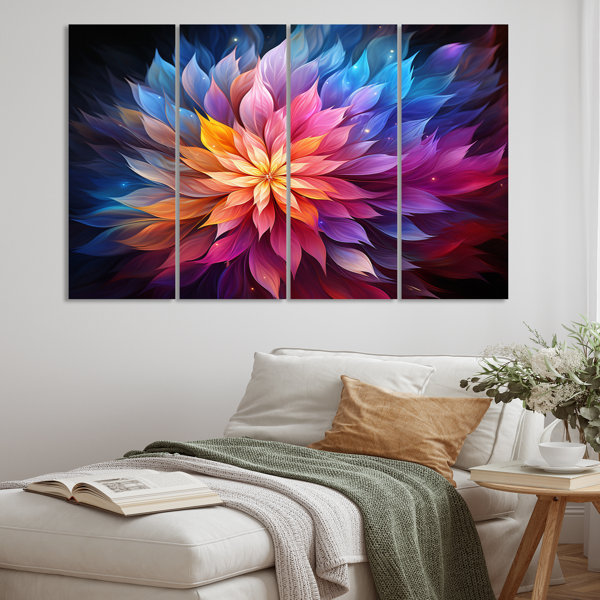 DesignArt Yellow Blue Abstract Fractal Ethereal Prism " Yellow Blue ...