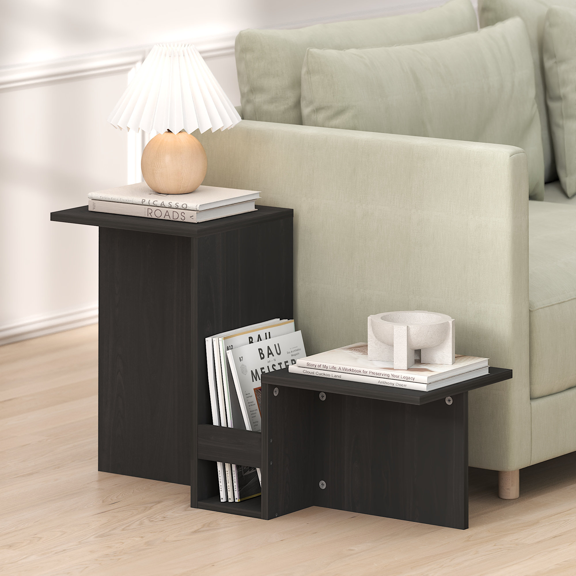 Ebern Designs BOYATE Side Table, Valley Shaped End Table, Side Table ...