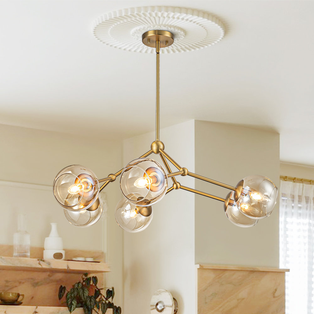 George Oliver 6 - Light Glass Globe Branch Linear Pendant - Wayfair Canada