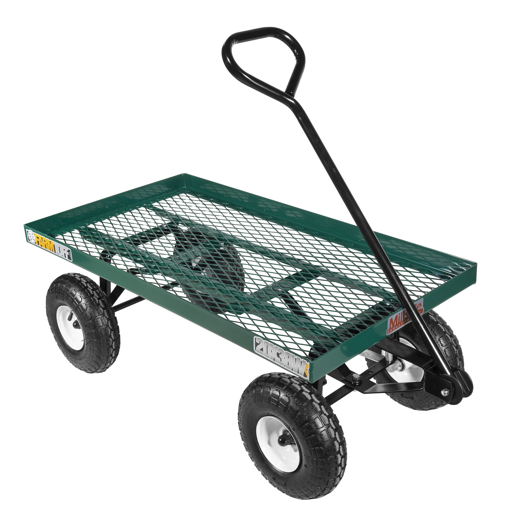 Farm Tuff FARM-TUFF Durable Metal Deck Garden Wagon Utility Cart with ...
