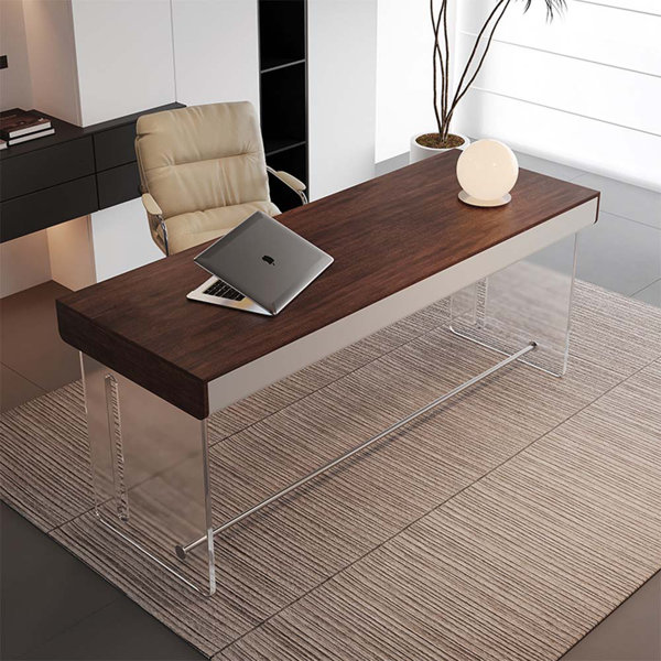 Orren Ellis Solid wood + acrylic desk study home computer office desk ...