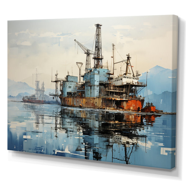 Longshore Tides Blue Oil Rigs Fields Industrial IV On Canvas Print ...