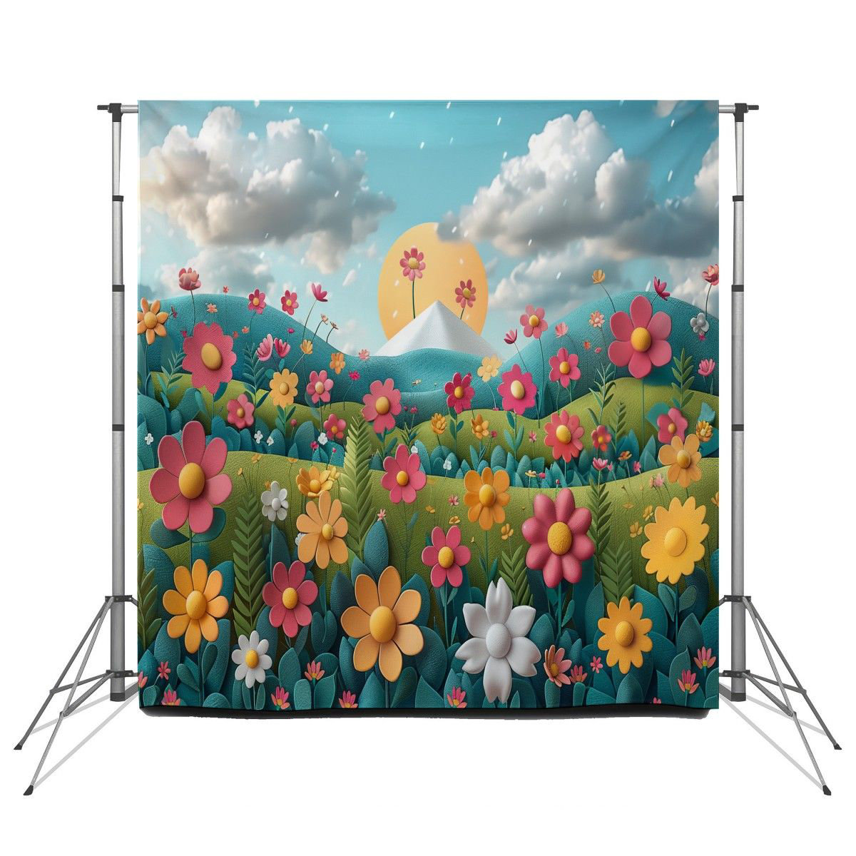 VisionDecor Animated Flowers Backdrop Flora Large Cheerful Blooms Photo ...