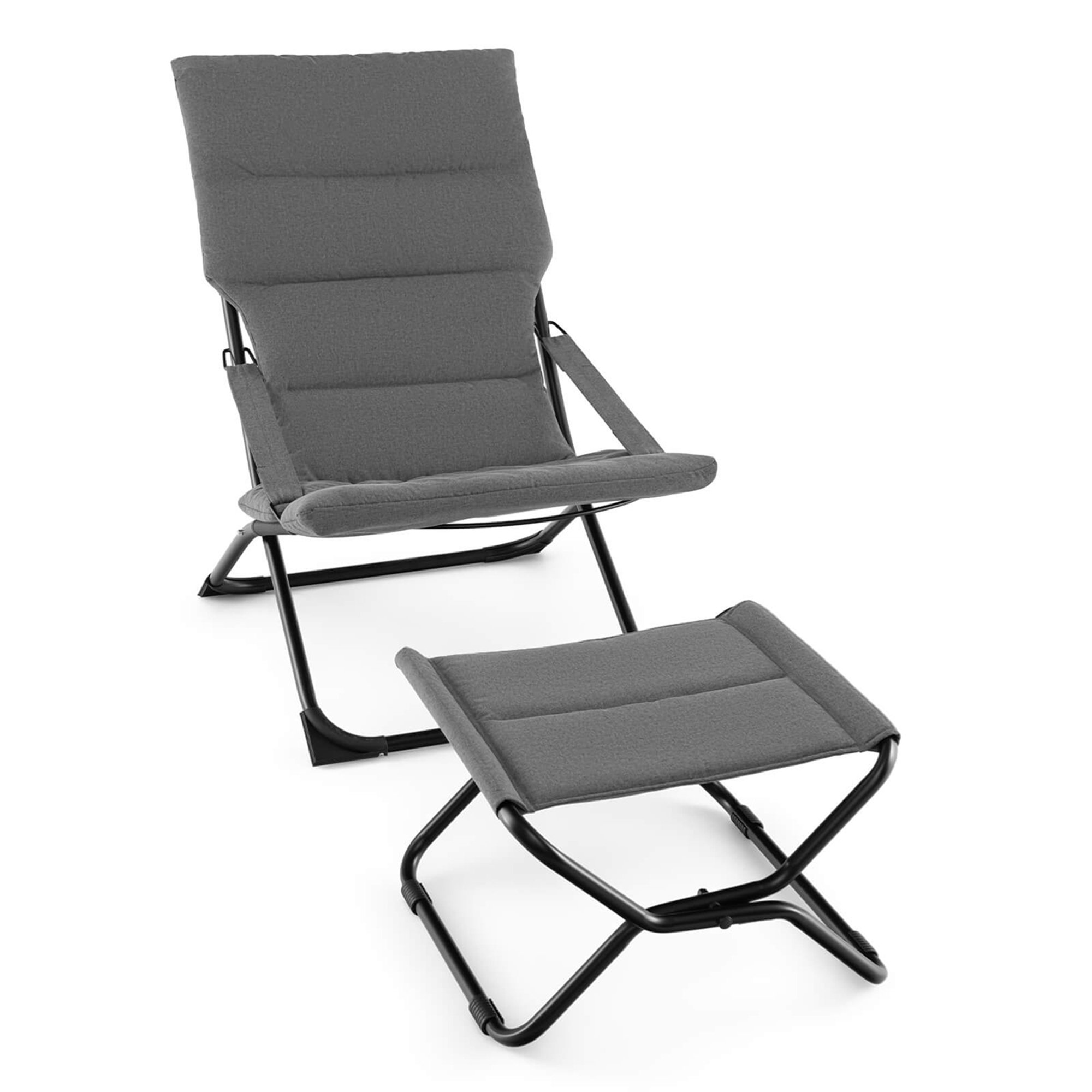 Ebern Designs Patio Folding Sling Chair With Ottoman Footrest ...
