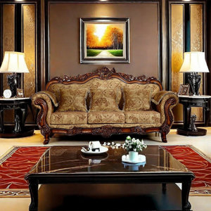 Romero European-style Living Room Carved Sofa. 92.5 Rolled Arm | Wayfair