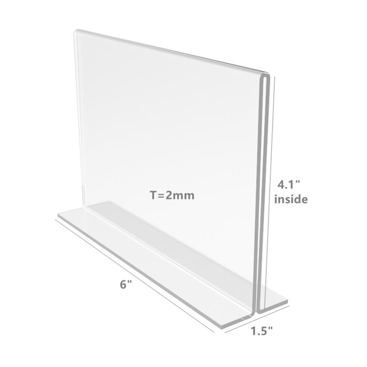 FixtureDisplays 1PK 6 X 4" Clear Acrylic Sign Holder For Tabletops ...