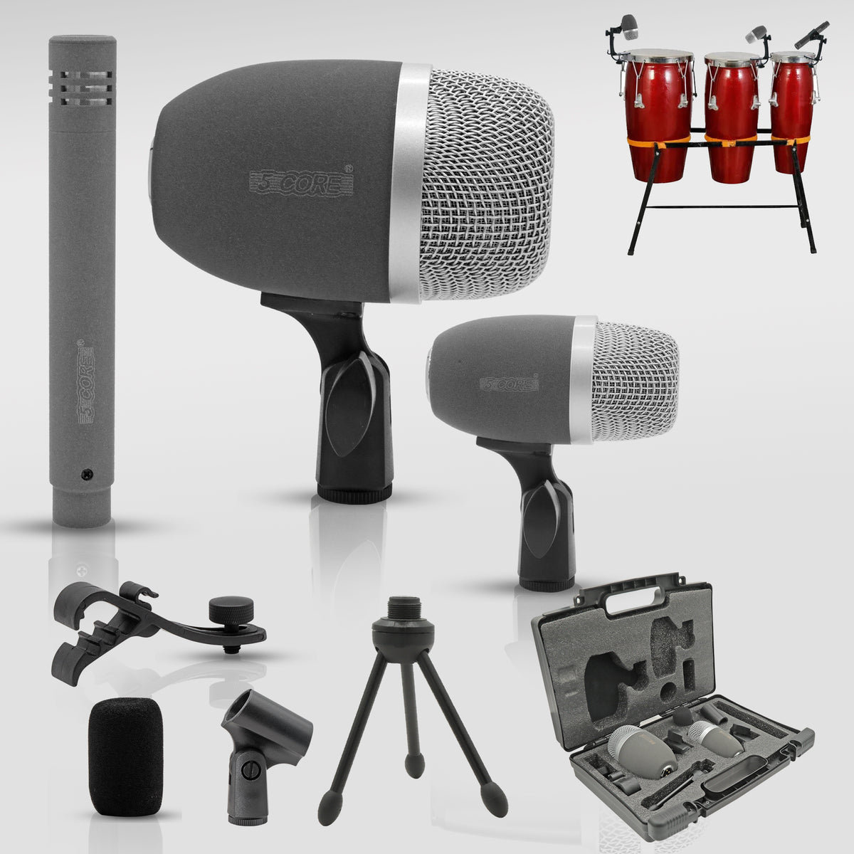 5 Core Conga Mic Snare Tom Set Professional XLR Cardioid Unidirectional ...