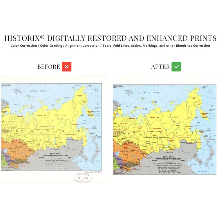 HISTORIC PRINTS Vintage 1983 Soviet Union Map Poster On Paper Print ...