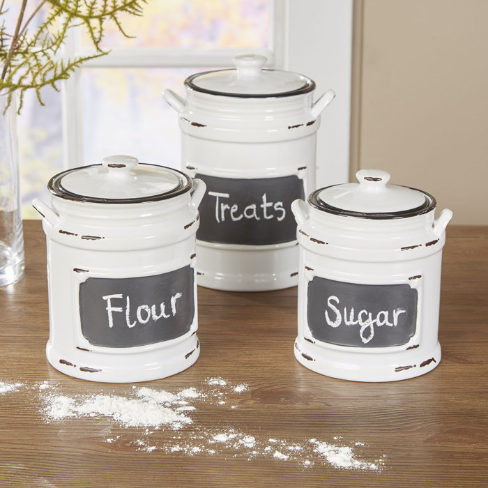 Gracie Oaks Ceramic / Porcelain Canister - Set of 3 & Reviews | Wayfair