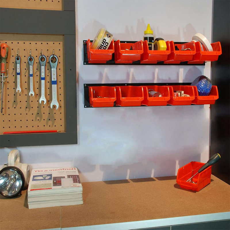 WFX Utility™ 8-Bin Storage Bins Garage Rack, Lightweight 2-Tier Tool ...