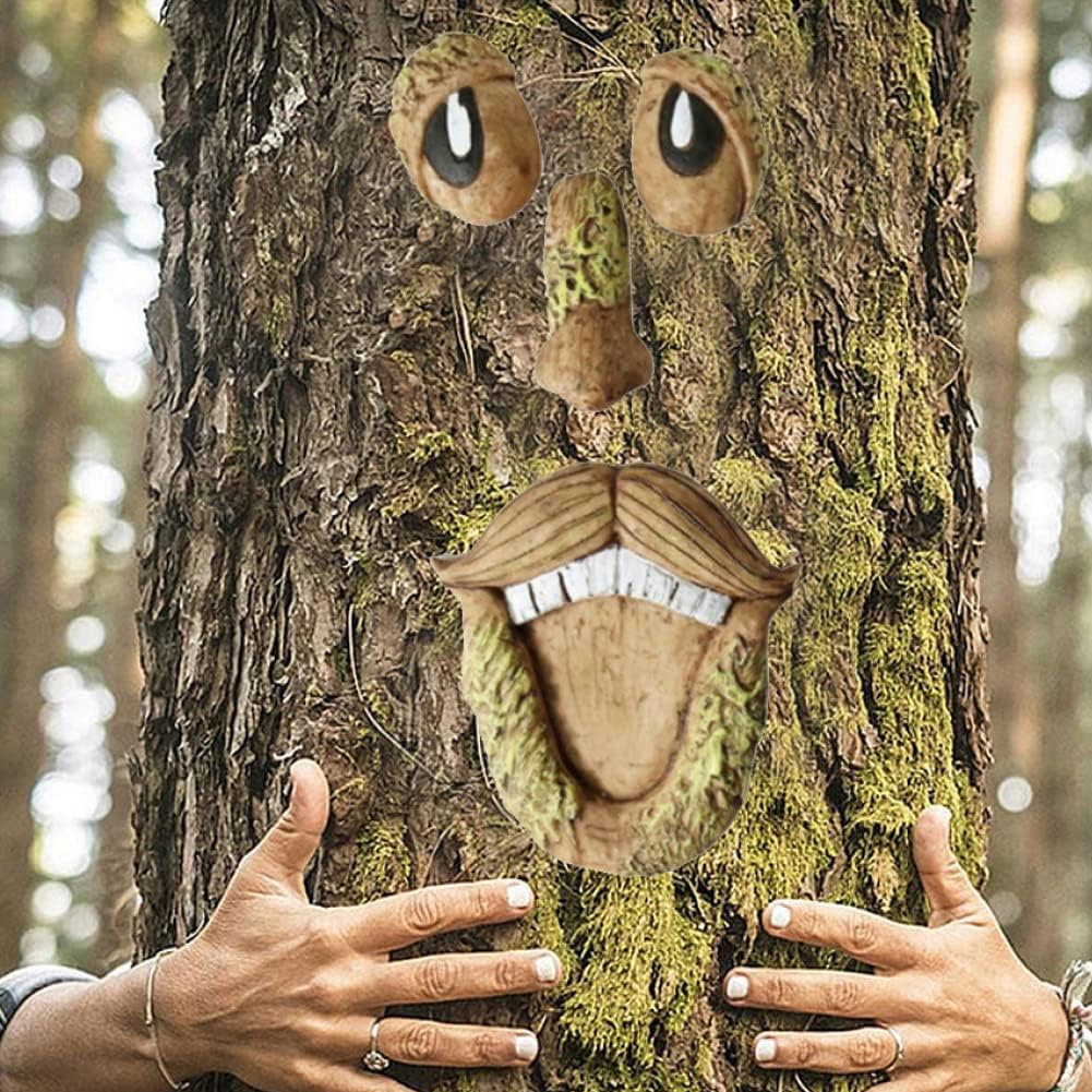Arlmont & Co. 2X Tree Faces Outdoor Old Man Feeder Tree Hugger Statues ...