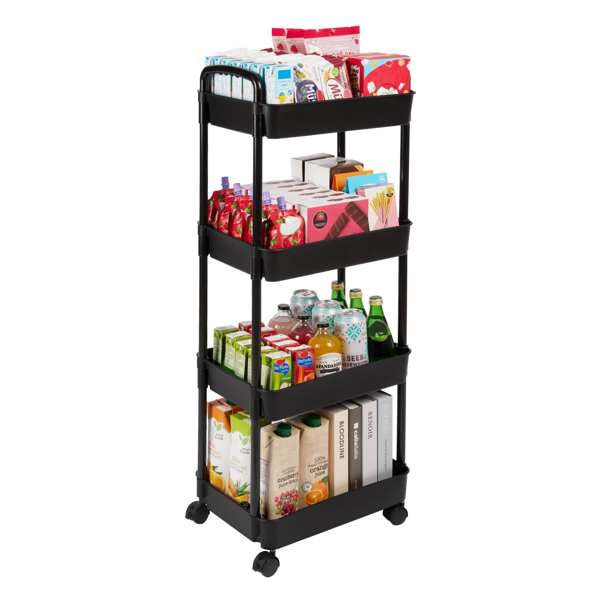 PET SUPPLY PLUS INC 4 Tier Rolling Cart With Wheels, Detachable Utility ...