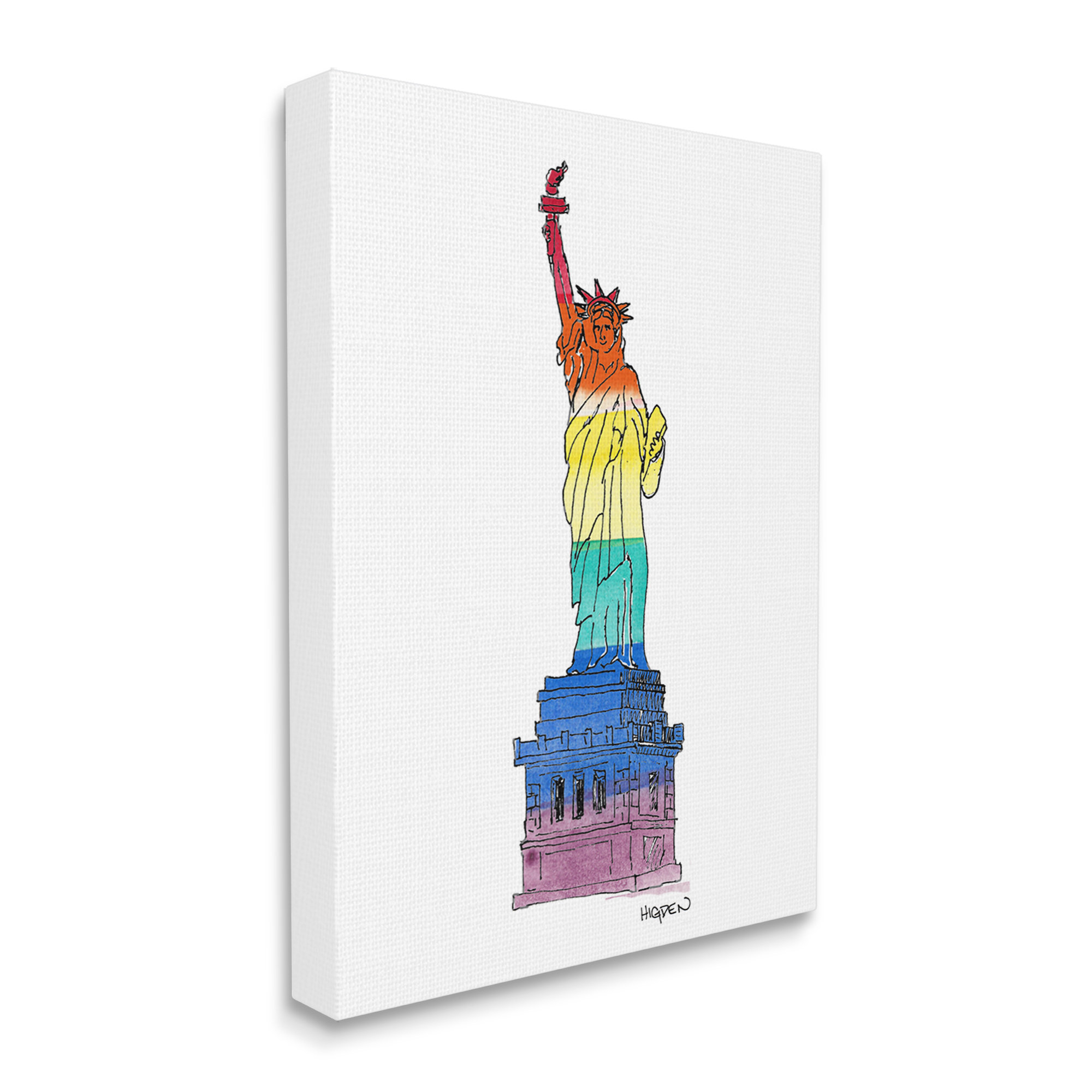 Stupell Industries Statue Of Liberty Pride Rainbow On Canvas Graphic ...