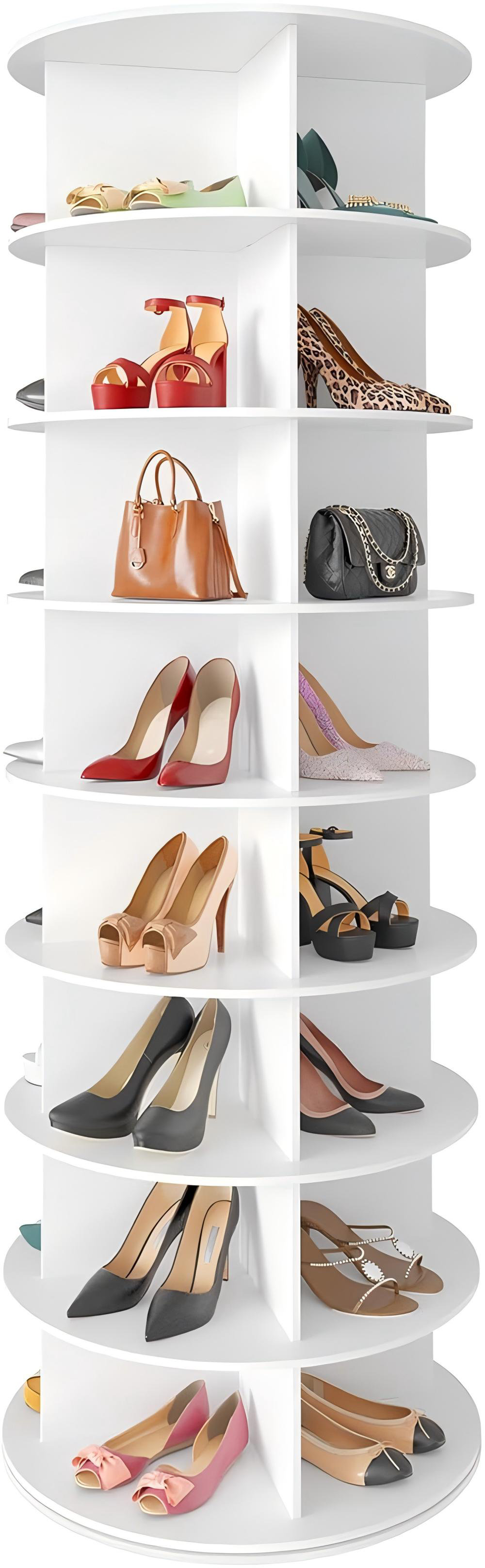 Rebrilliant 8 Tier Rotating Shoe Rack Tower, Spinning Shoe Display Lazy ...