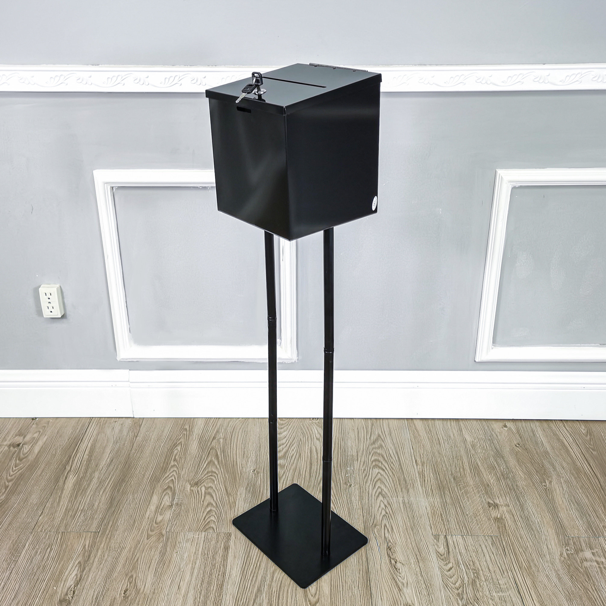 FixtureDisplays Metal Ballot Box Donation Box Suggestion Box with Stand ...