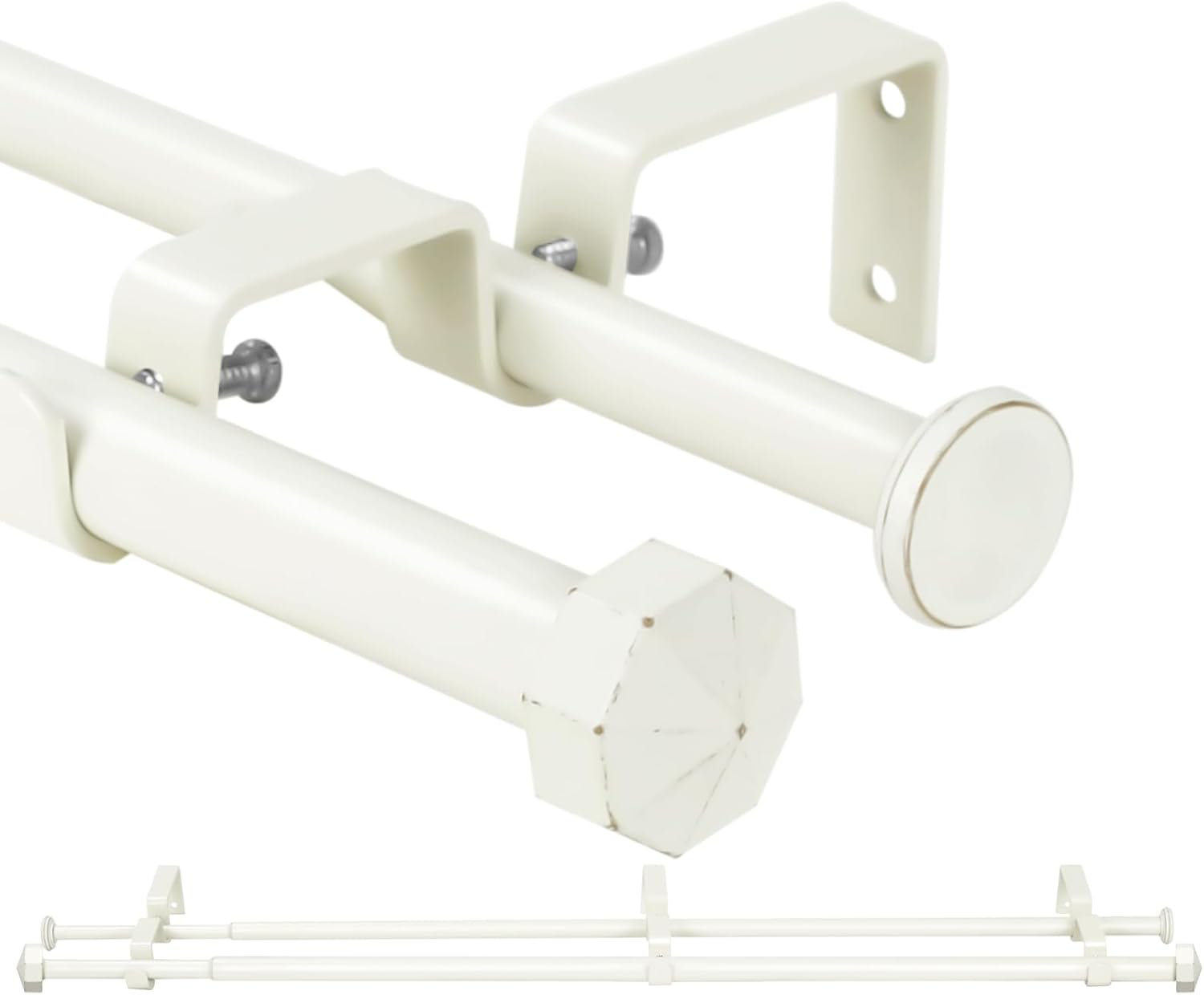 Ebern Designs 5/8" Diameter Adjustable Double Curtain Rods with ...