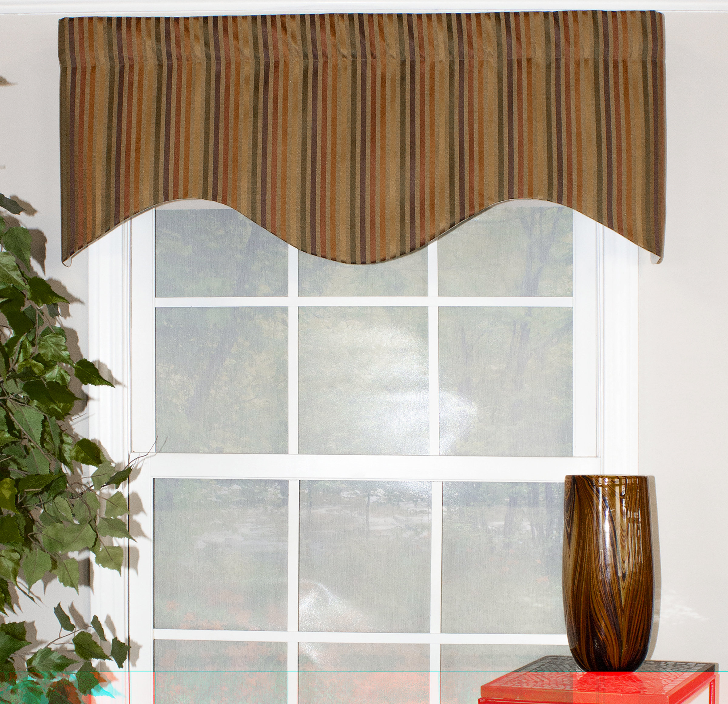 Red Barrel Studio® Varennes Striped Scalloped 50" Window Valance | Wayfair