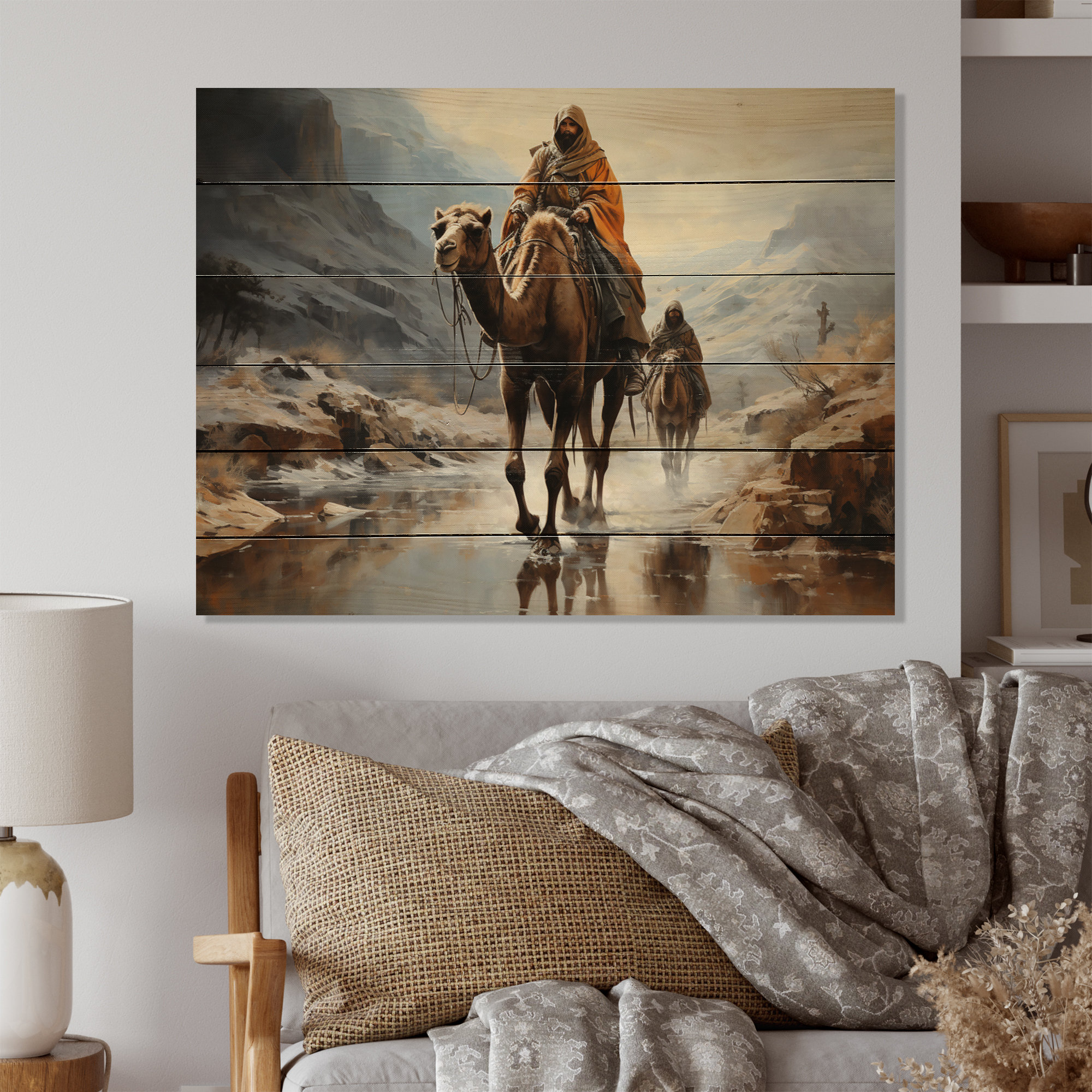 Union Rustic Camel Desert Wanderer Collage - Animals Print On Natural ...