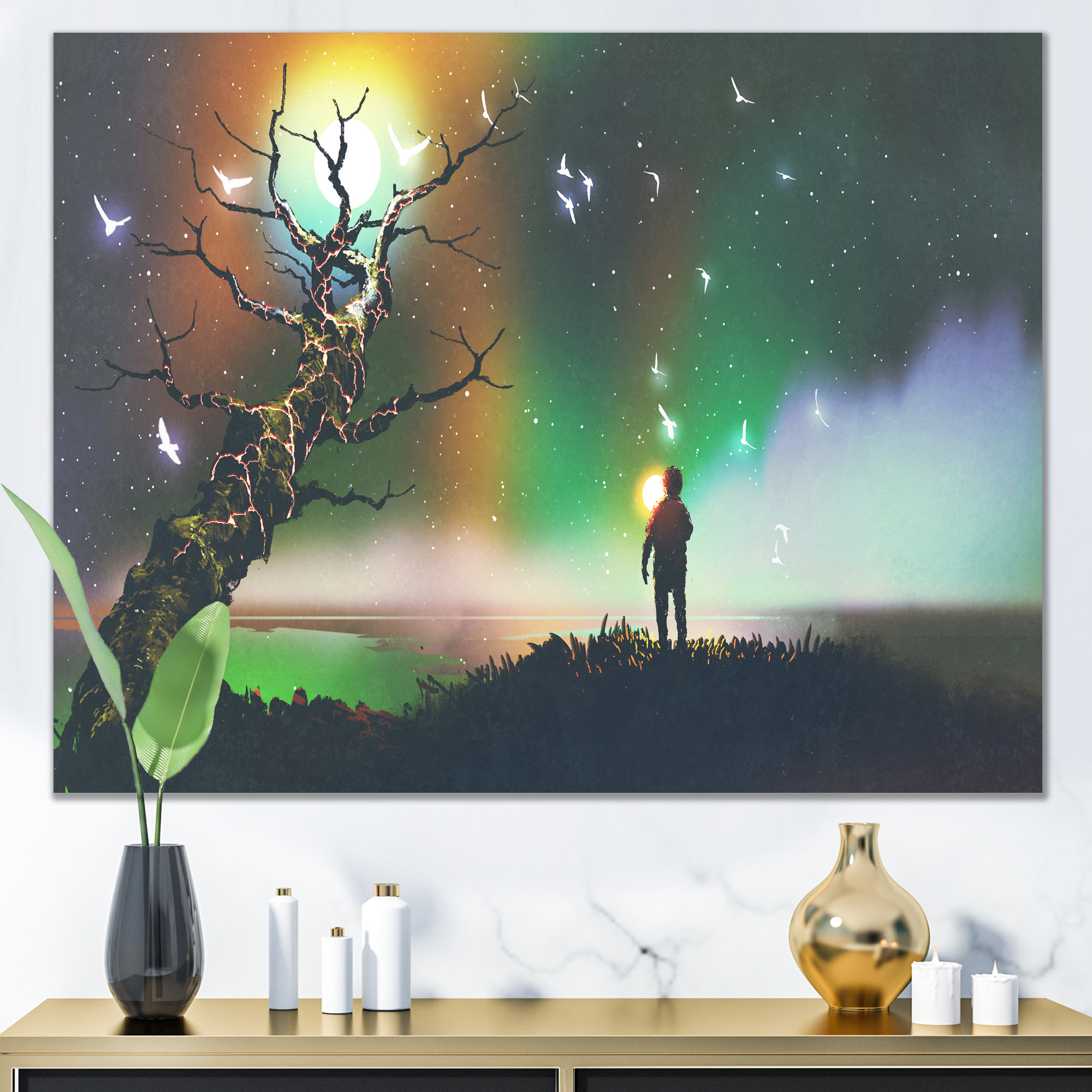 Millwood Pines Video Game Tree Path To Galaxy - Modern Canvas Artwork ...