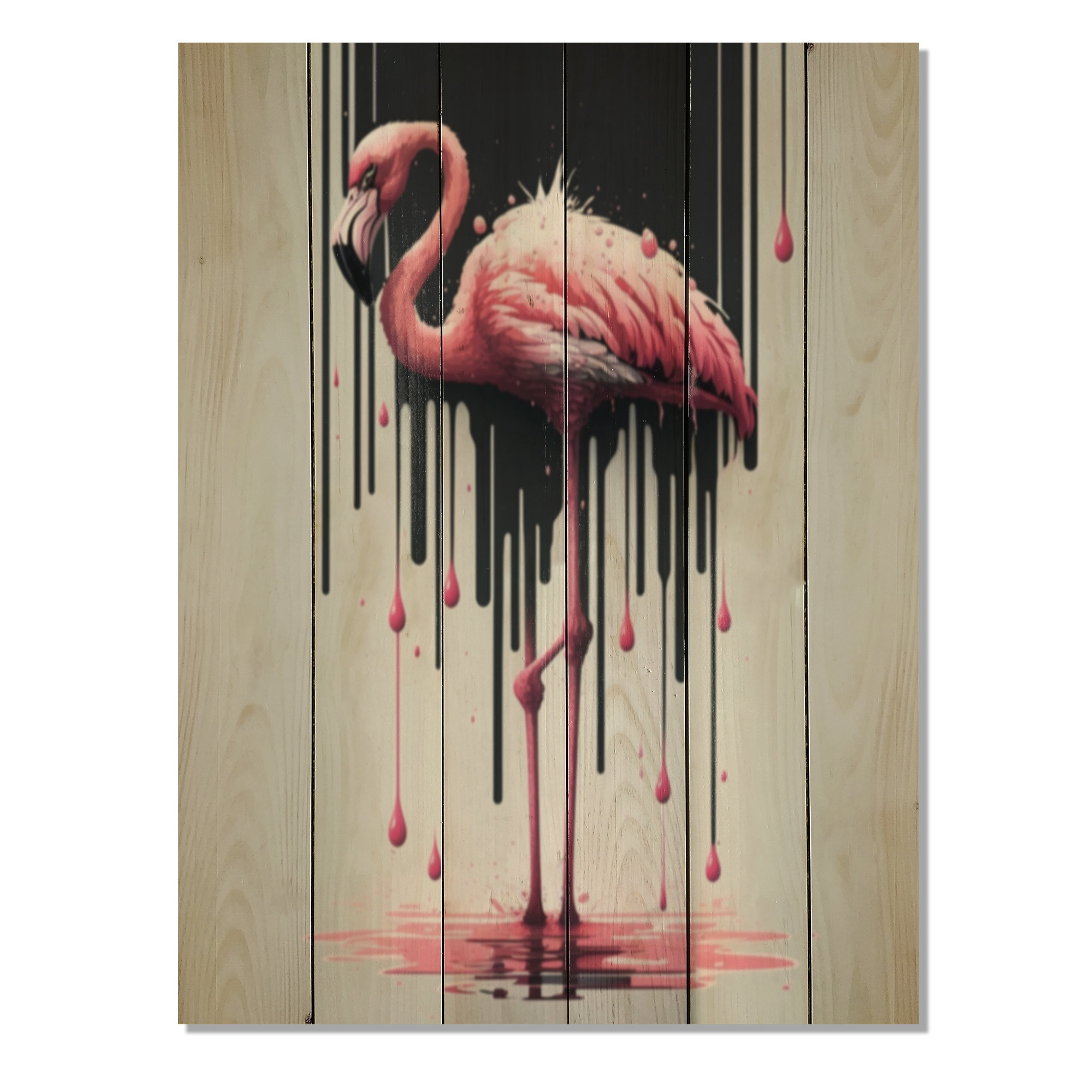 Bay Isle Home™ Flamingo With Paint Dripping1 - Animals Flamingo Print ...