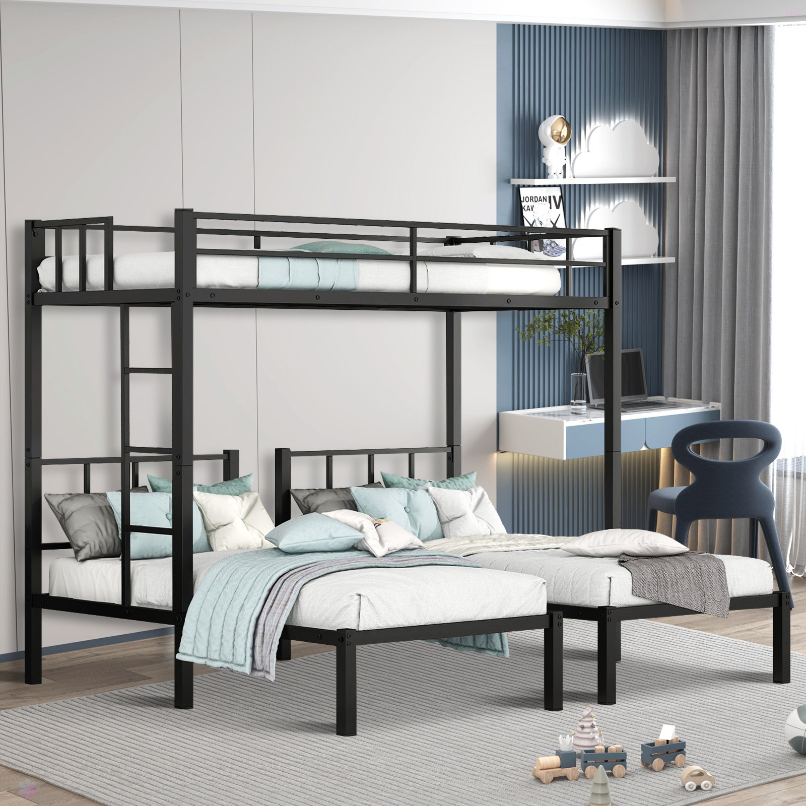 Isabelle & Max™ Triple Twin Bunk Bed, Can Be Separated Into 3 Twin Beds ...