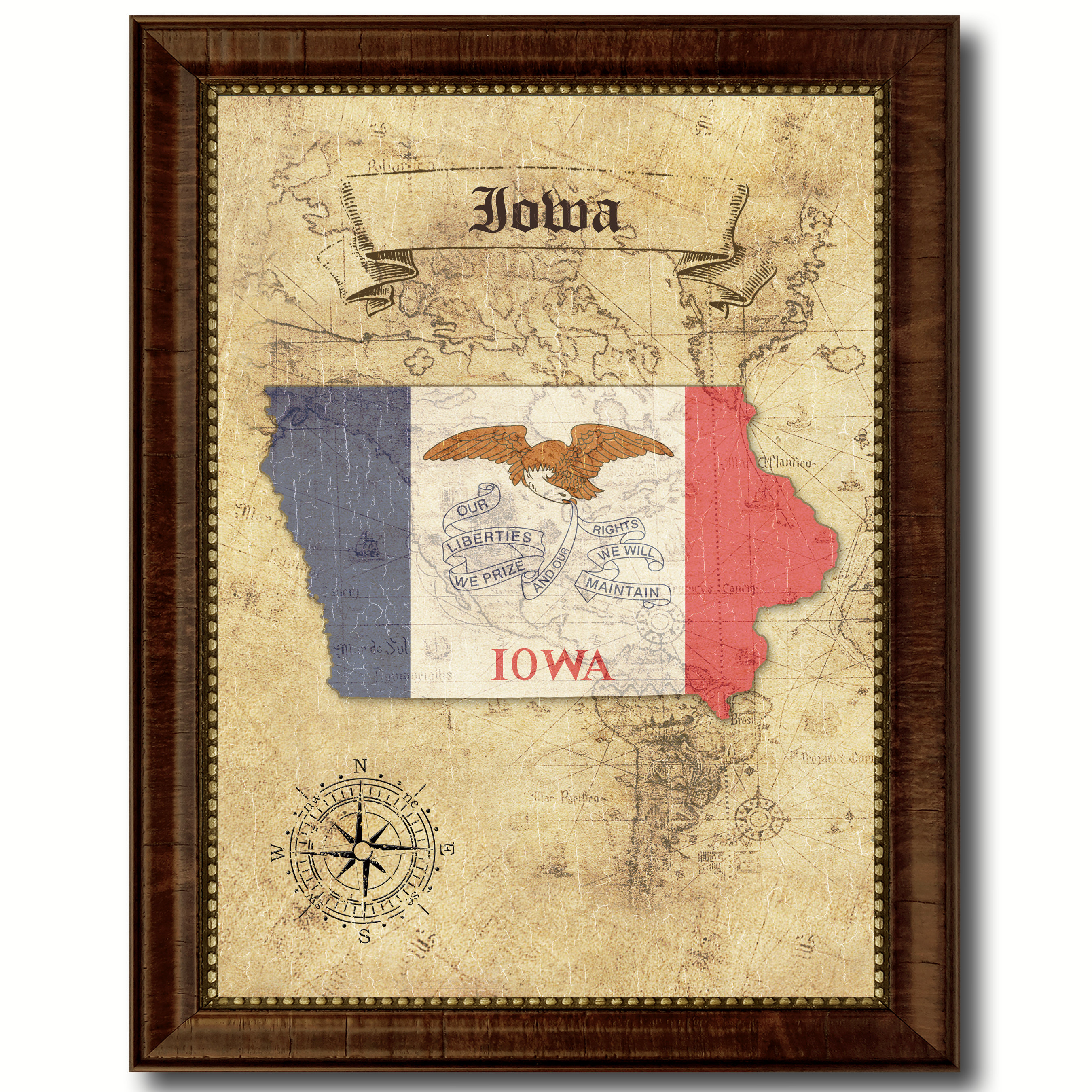 Breakwater Bay " Lowa State Vintage Map Flag " | Wayfair