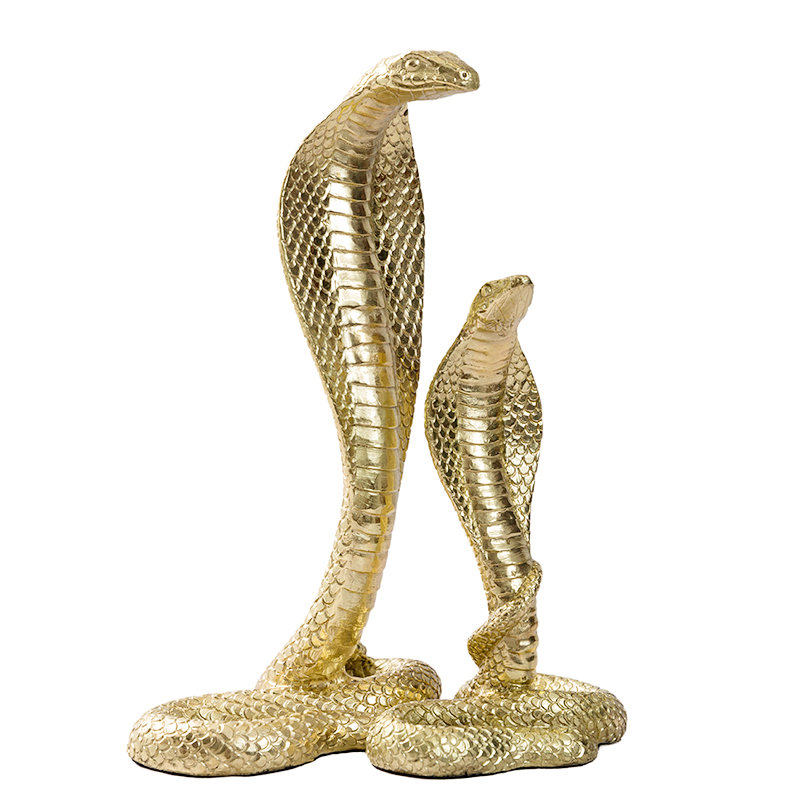Rosdorf Park Raised Hood Golden Cobra Snakes Set Of 2 | Wayfair