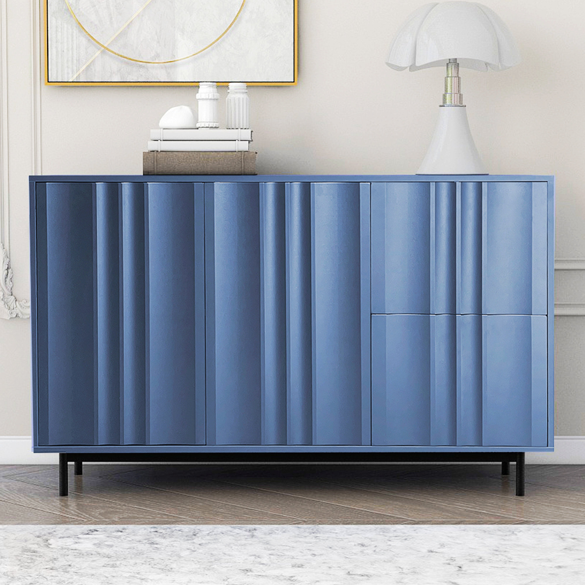 Latitude Run® Wave Pattern Storage Cabinet With 2 Doors And 2 Drawers ...