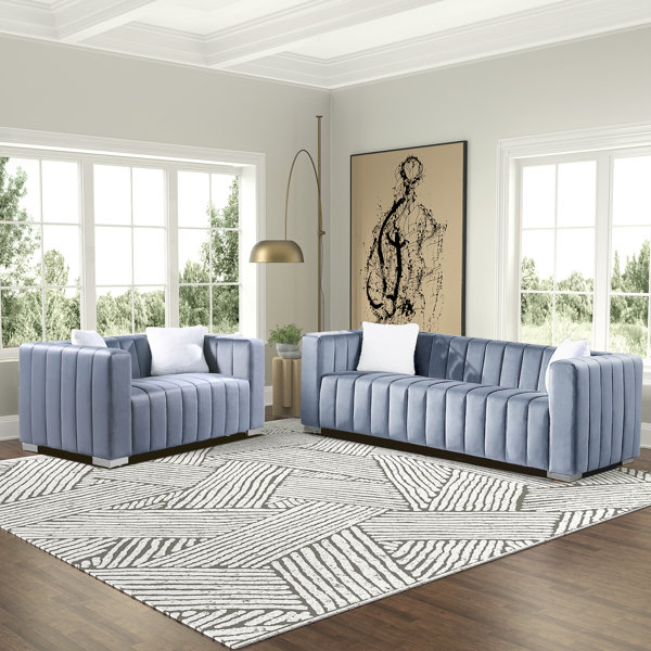 Mercer41 Clifford 2 - Piece Velvet Living Room Set & Reviews | Wayfair