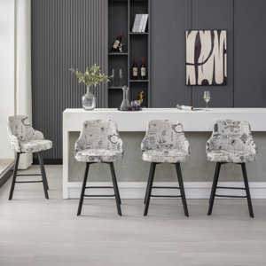 George Oliver Bar Stools Set of 2/3/4, 26/30" Swivel High Back Bar ...